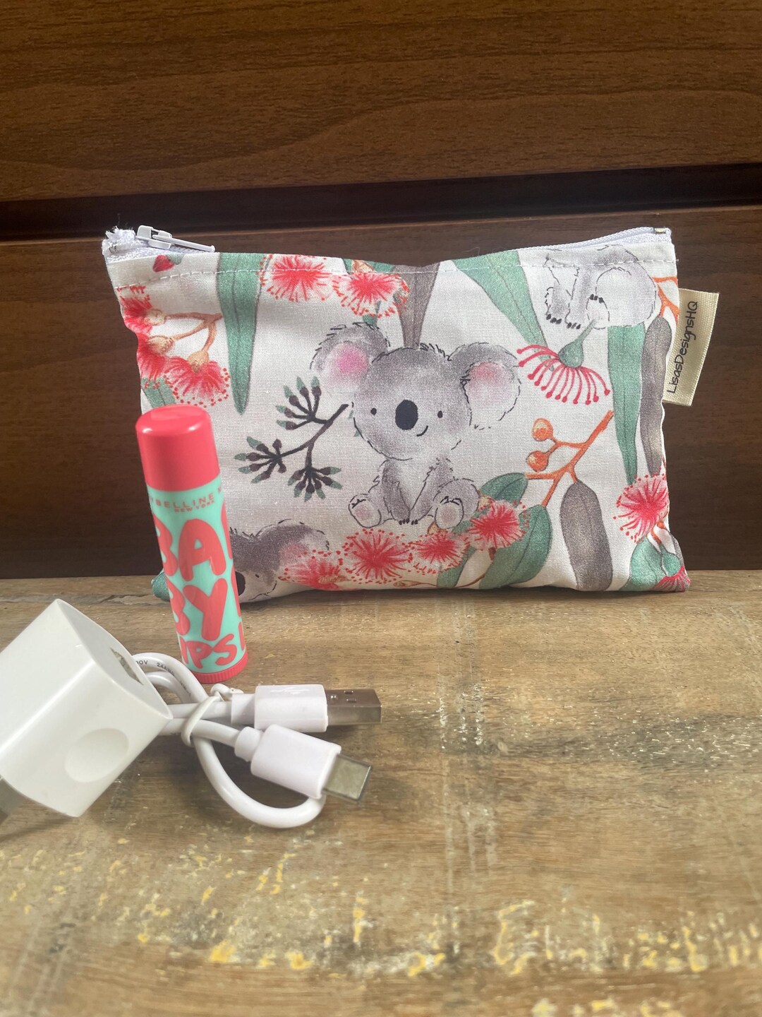 Handmade Koala Bear White Zipper Pouch: Australian Made Makeup Bag ...