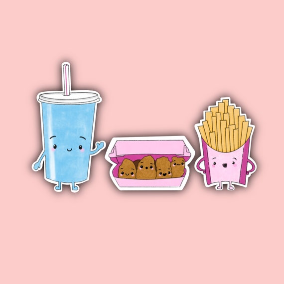 Fast Food Sticker Pack set of 3 - Etsy