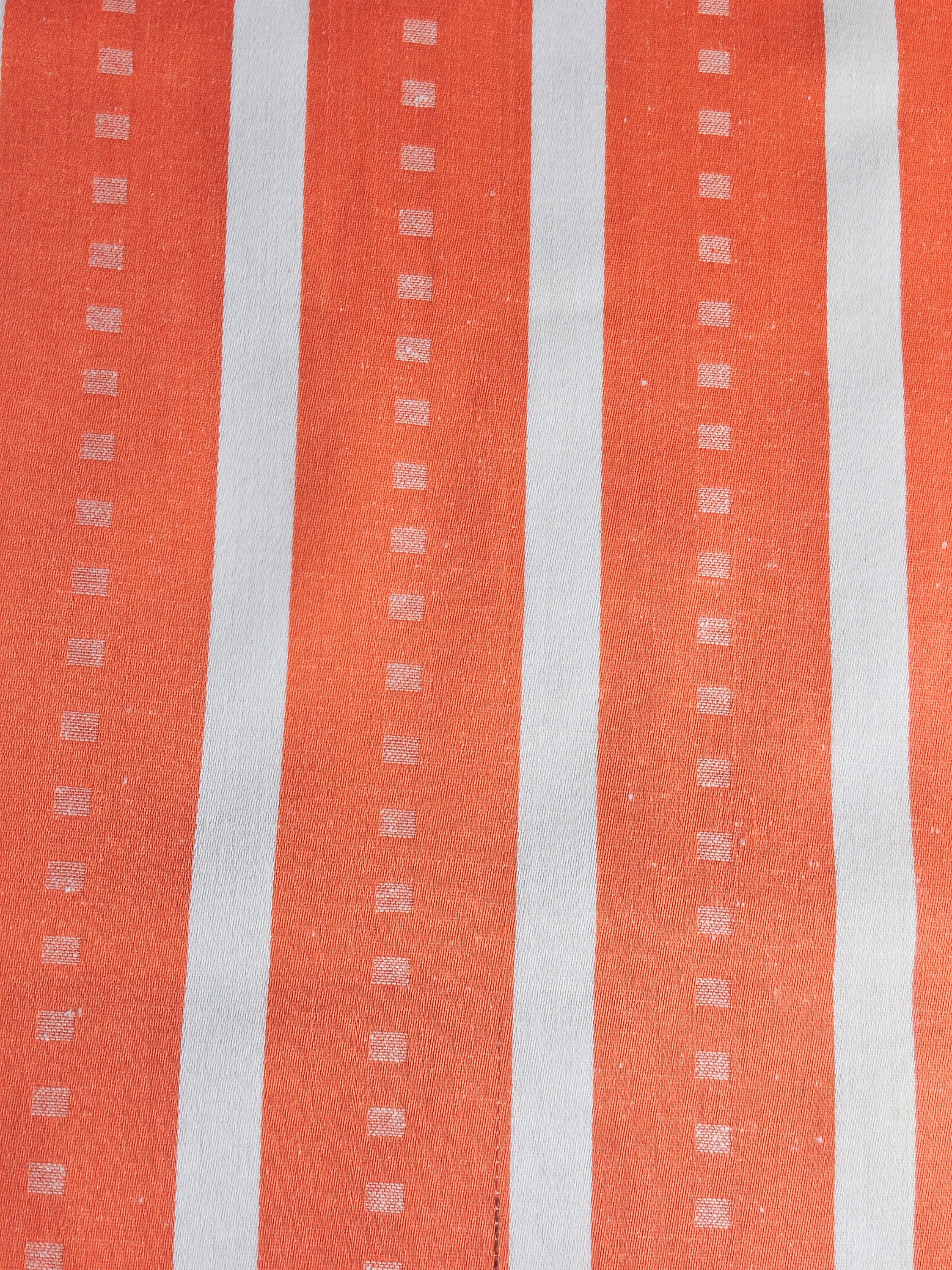 Per Yard - RARE Striped Ticking Fabric 1940s Orange Cotton Fine ...