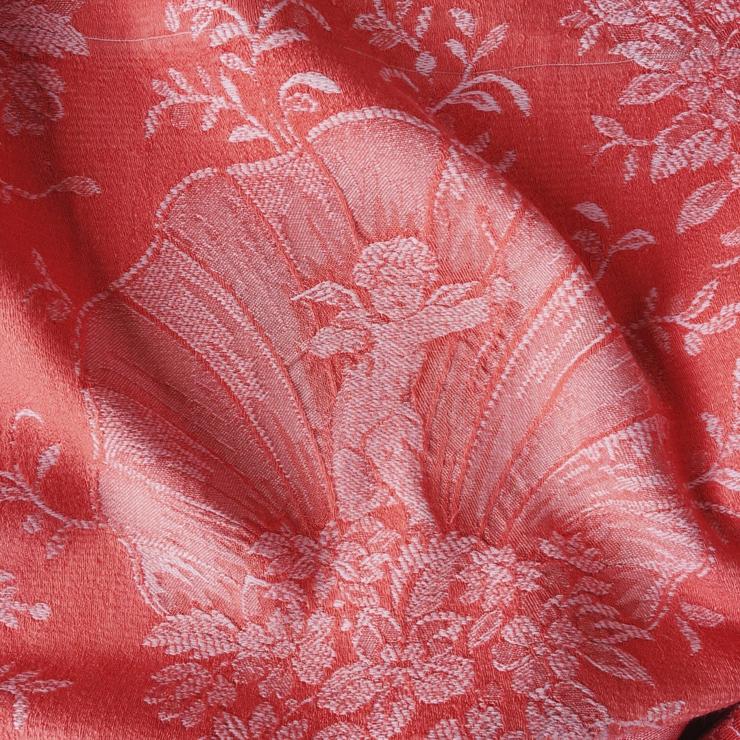 4" X 4" SAMPLE - RARE Vintage Ticking Fabric Pink Cupids Romantic Scene ...