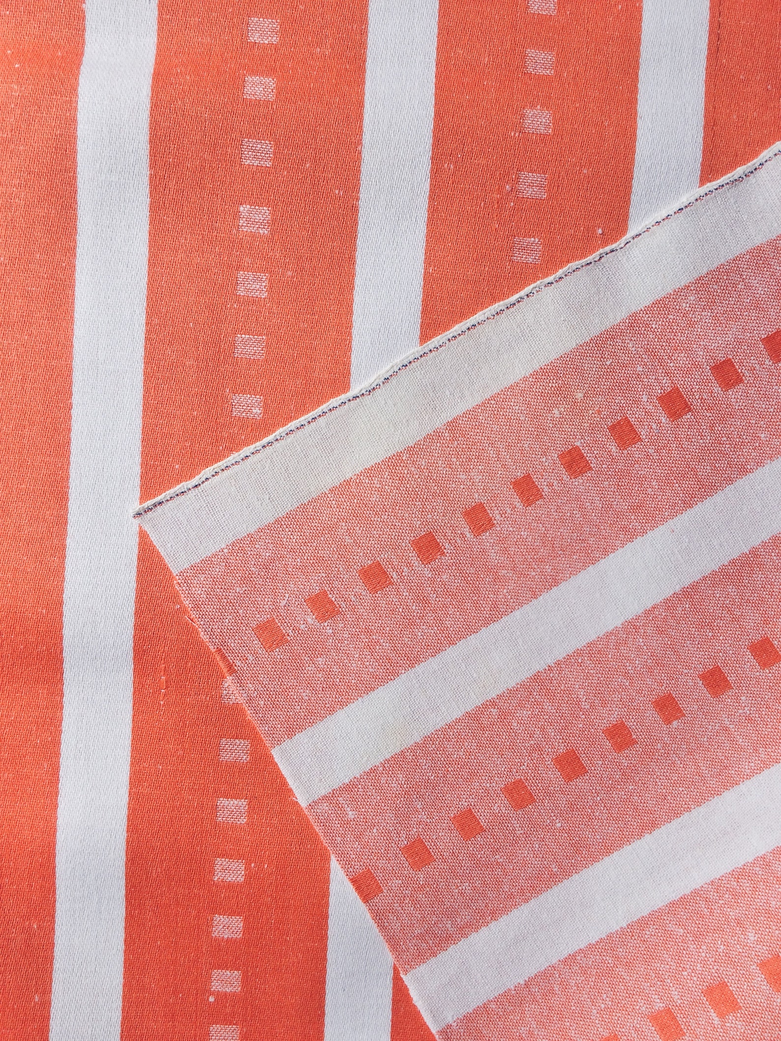 Per Yard - RARE Striped Ticking Fabric 1940s Orange Cotton Fine ...