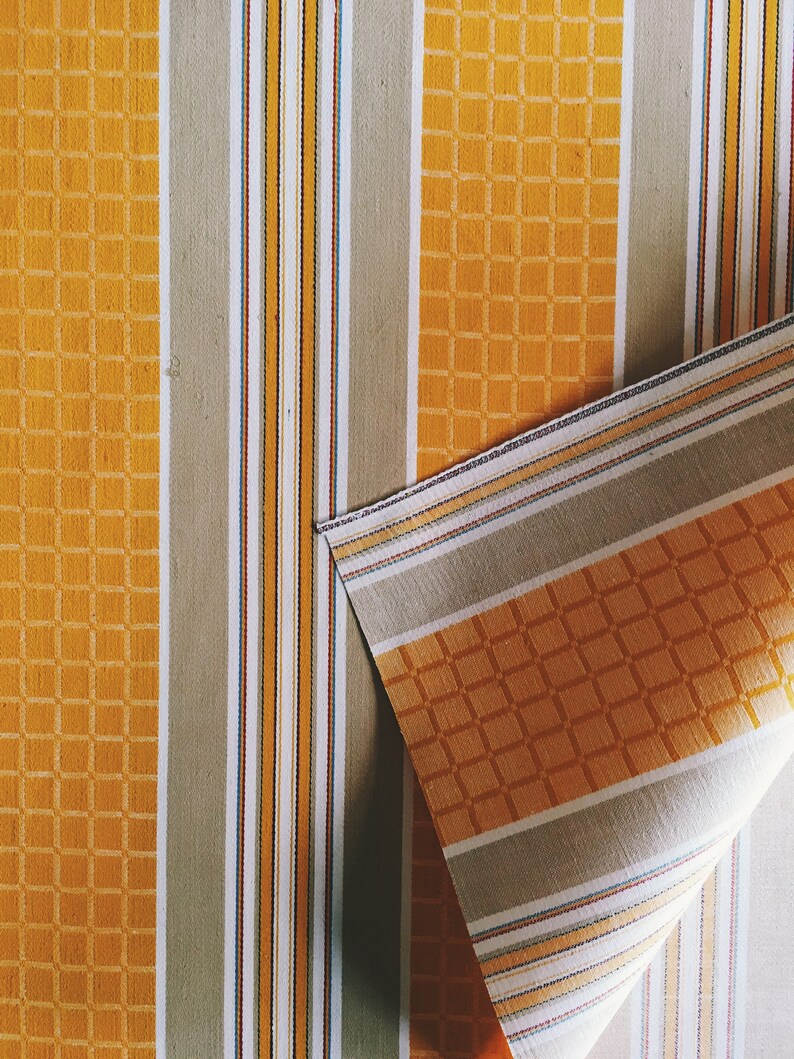 Per Yard - Antique European Ticking Fabric Dijon Yellow Stripes UNUSED ...