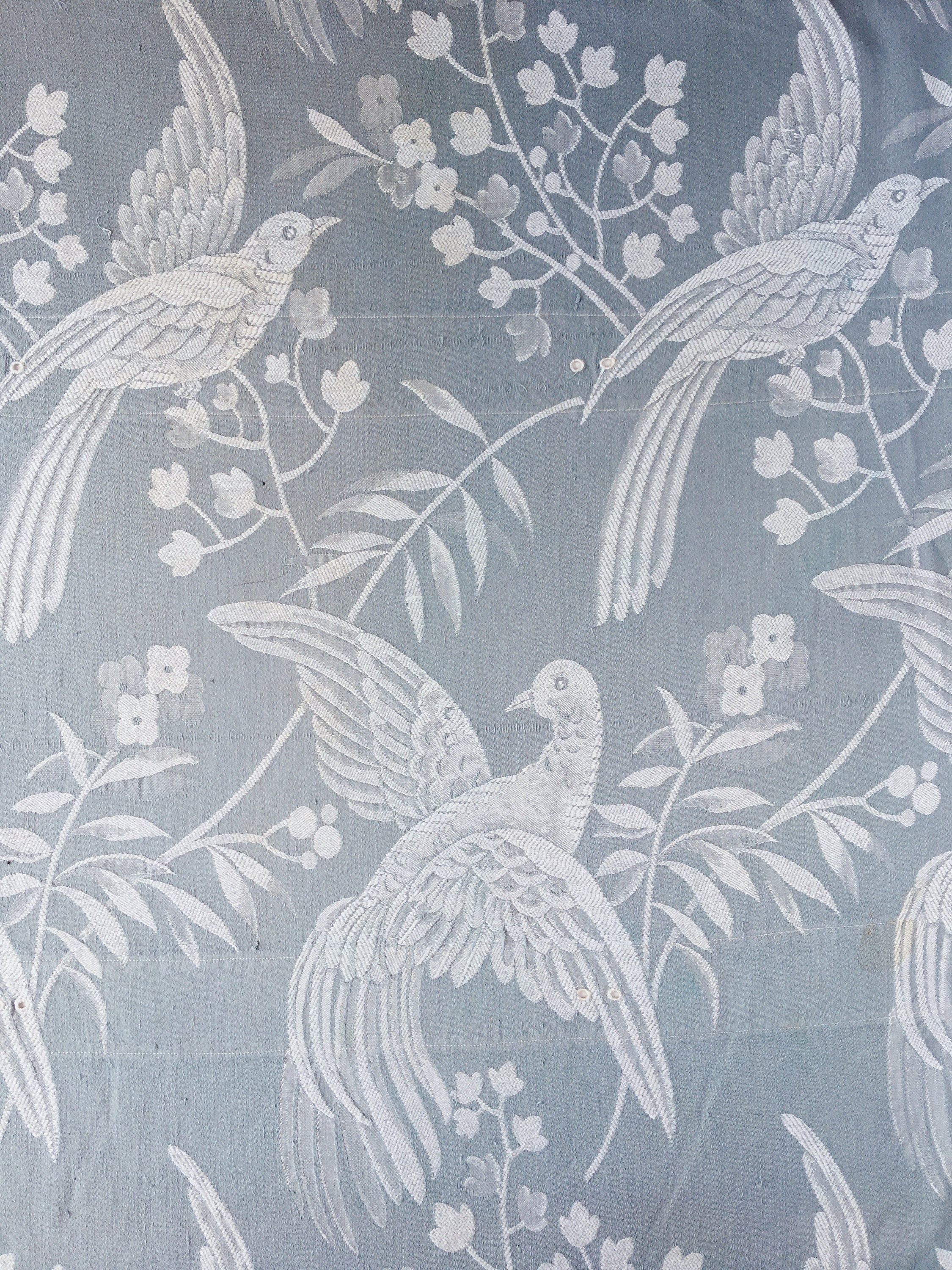 RESERVED - HISTORIC Antique Faded Grey Birds Ticking Fabric Rare 1900s ...