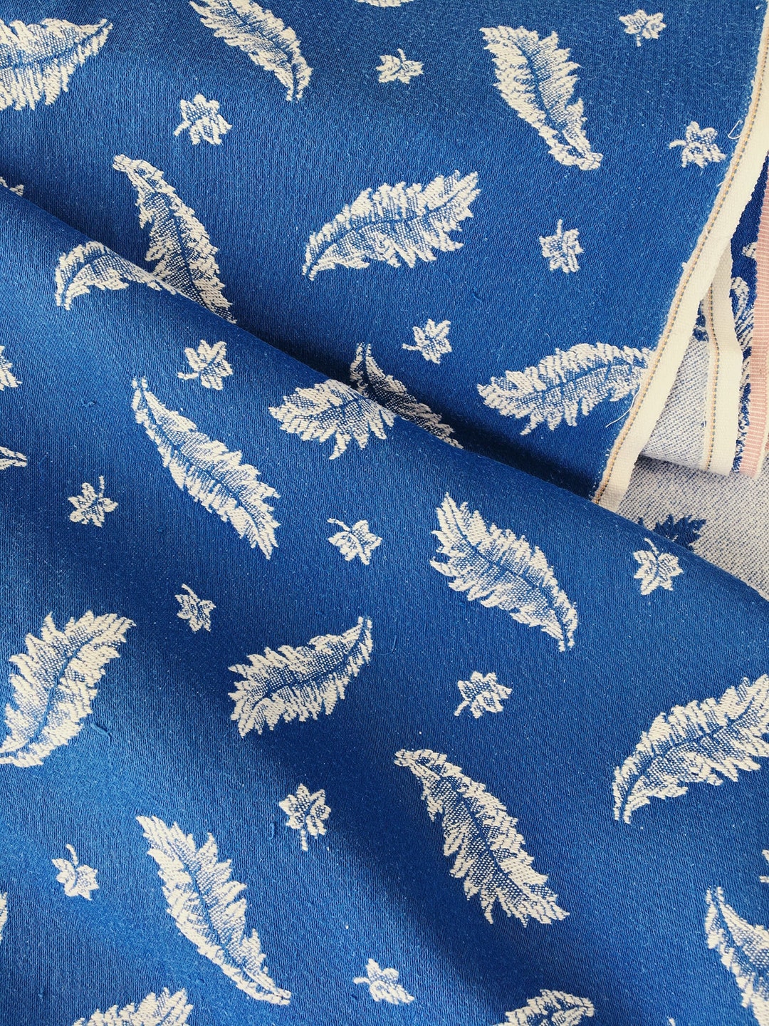 Fabric SAMPLE 4"x4" - FINE Antique European Ticking Fabric Cobalt Blue ...