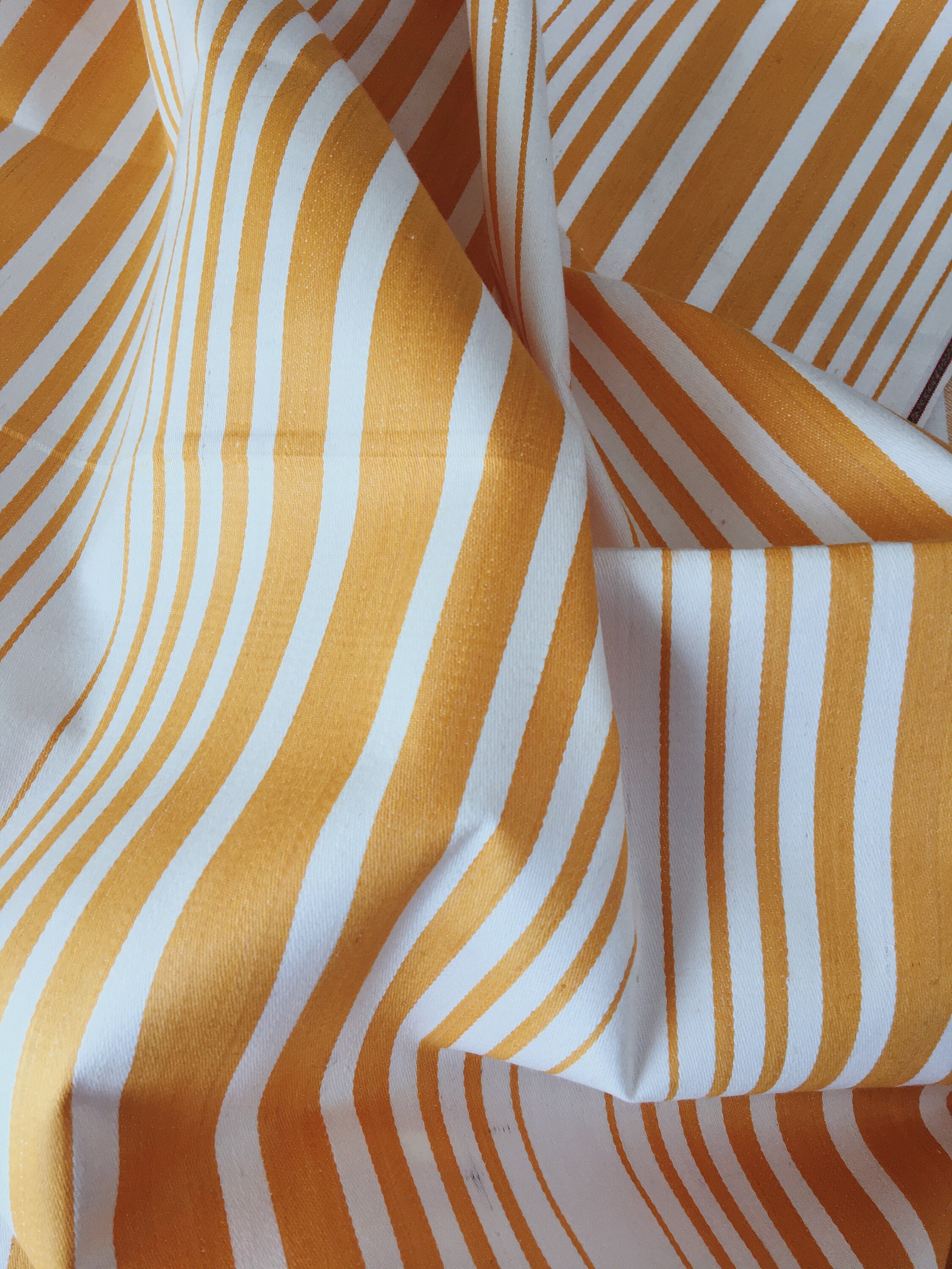 WAITLIST - Antique Yellow Ticking Fabric Stripes Mid 1900s Cotton ...
