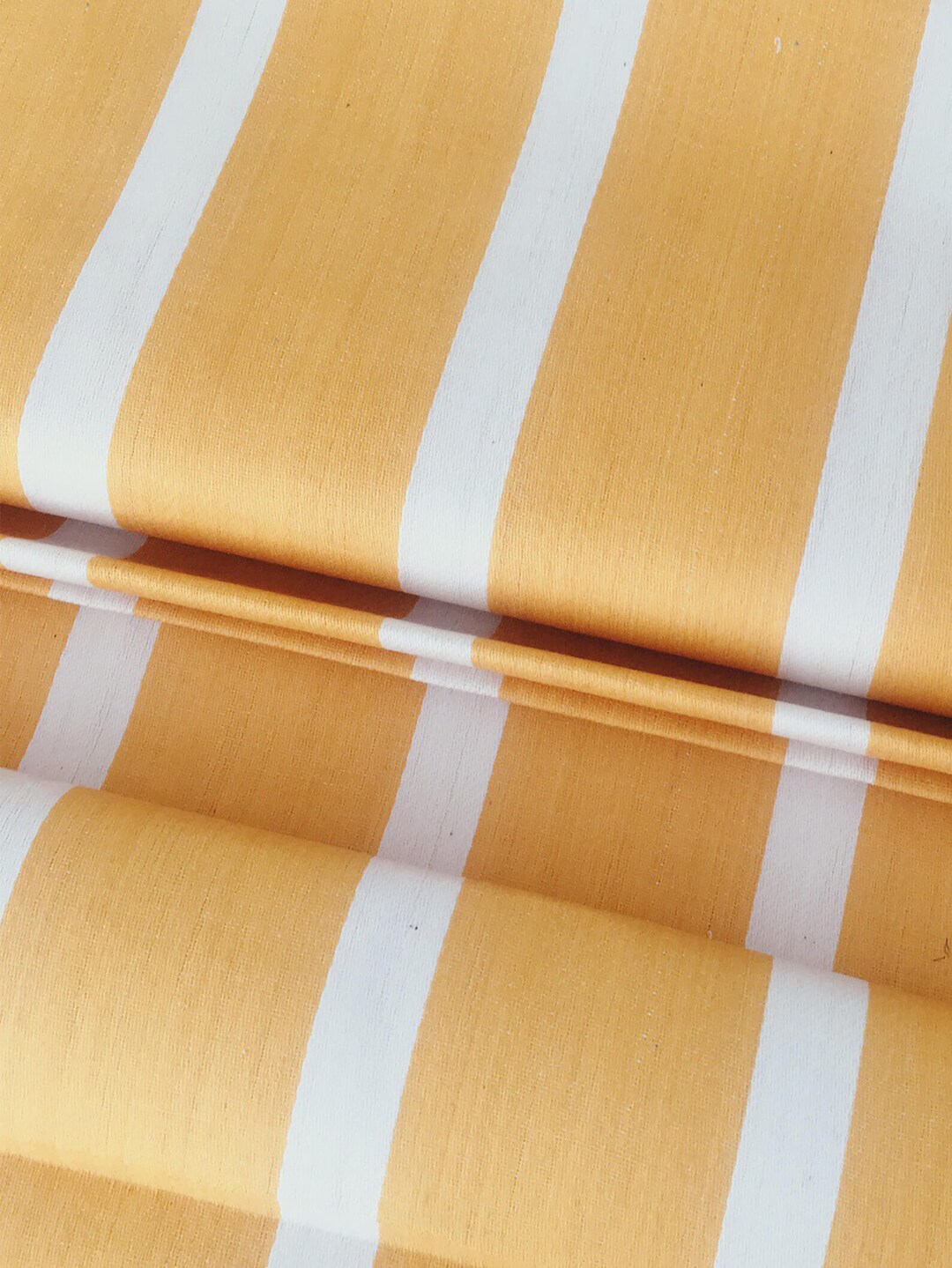 1.36 Yards - Antique Ticking Fabric 1940s CLASSIC Striped Yellow Cotton ...