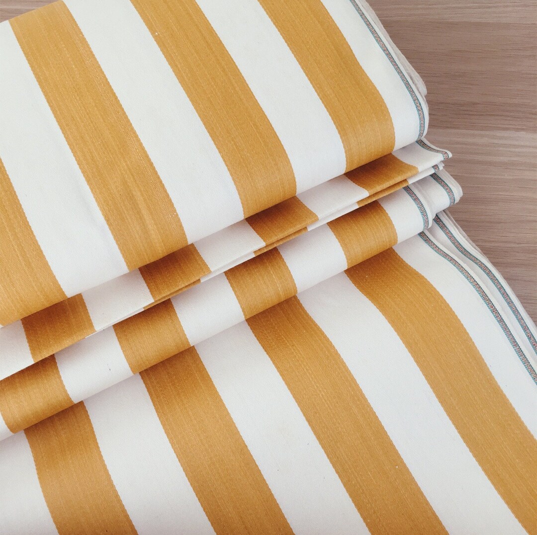 WAITLIST - Mustard Yellow Stripes Antique Ticking Fabric Cotton SOFT ...