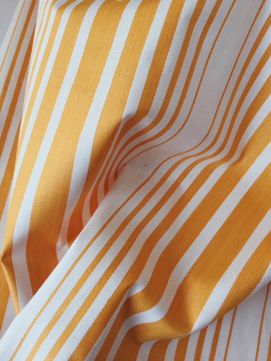 WAITLIST - Antique Yellow Ticking Fabric Stripes Mid 1900s Cotton ...