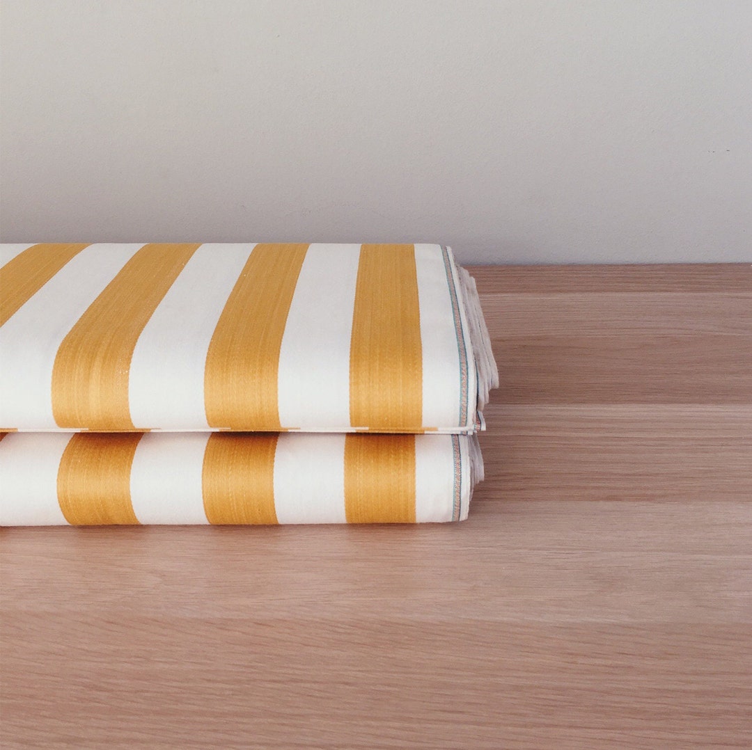 WAITLIST - Mustard Yellow Stripes Antique Ticking Fabric Cotton SOFT ...