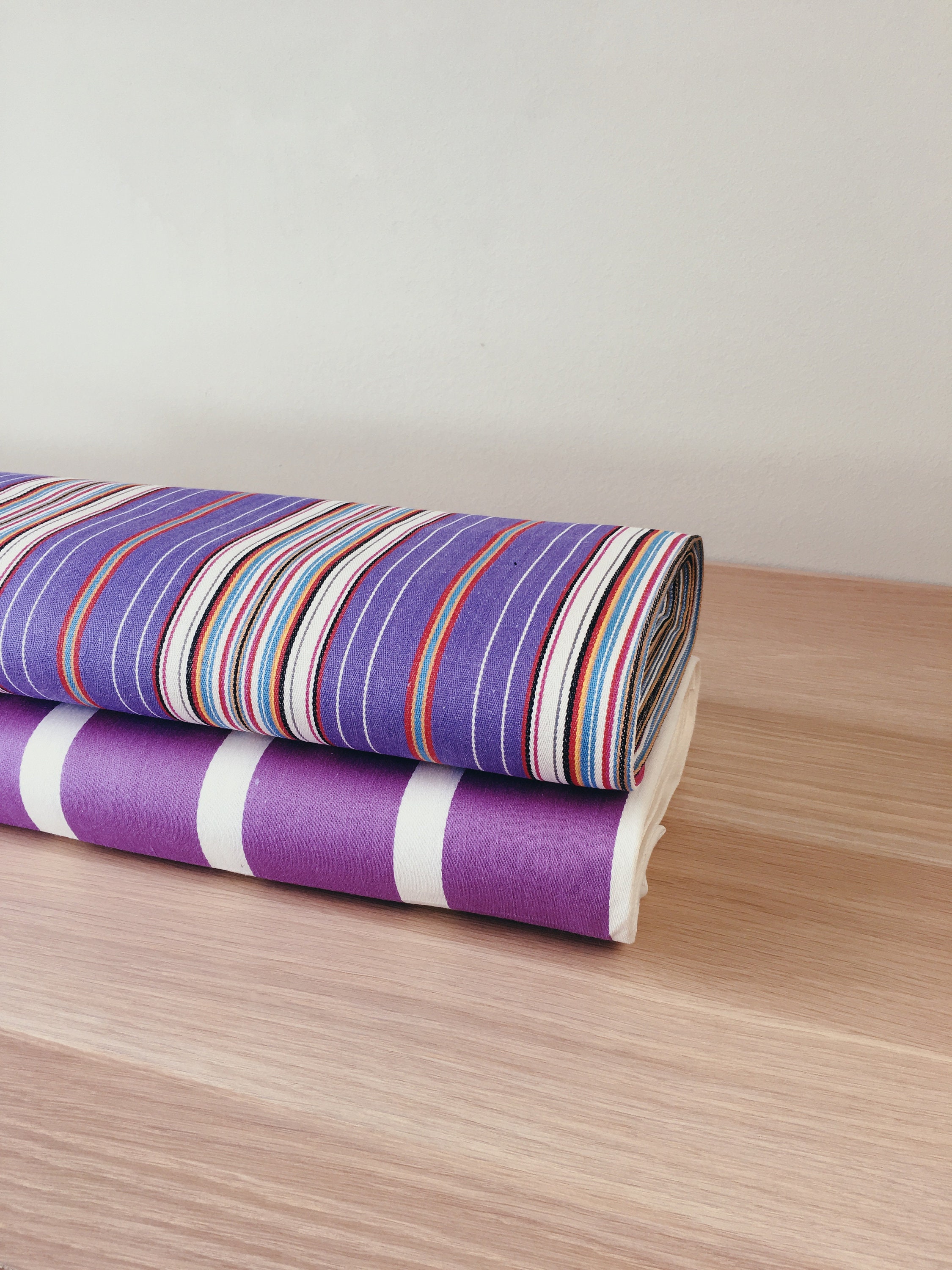 Per Yard - Antique European Ticking Fabric Genuine Color Lilac Stripes ...