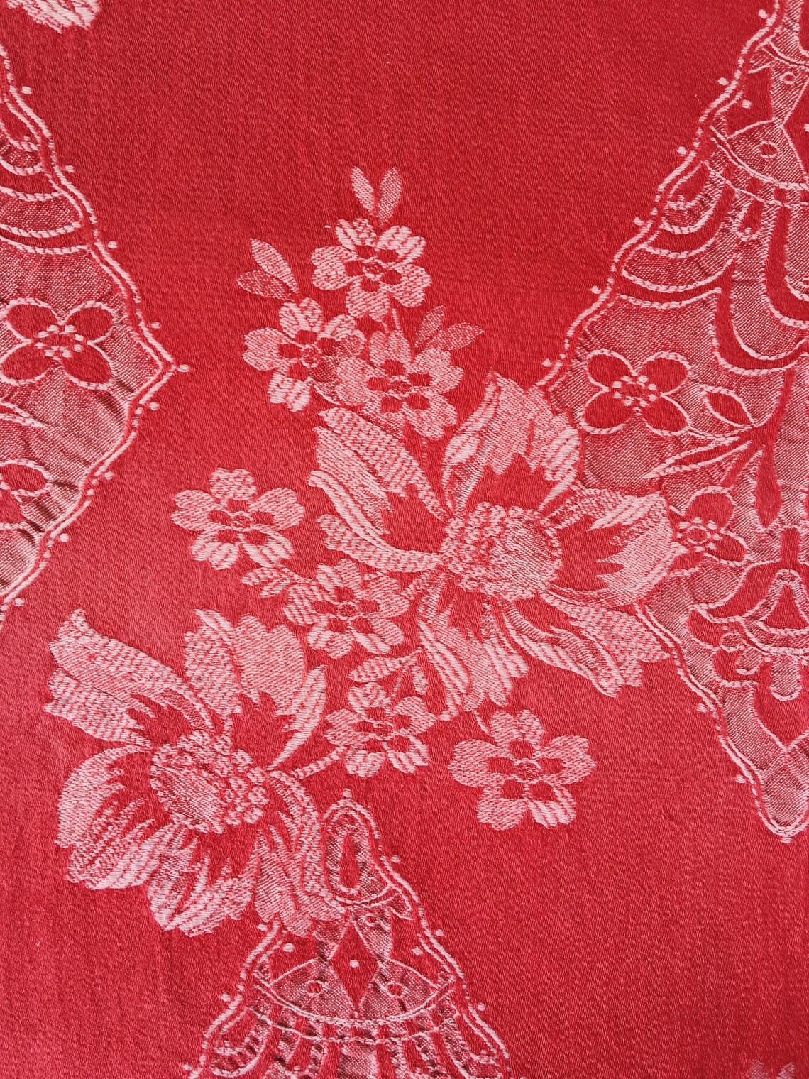 15"x45" CHARMING Antique Ticking Fabric Floral Soft Textured Cotton ...