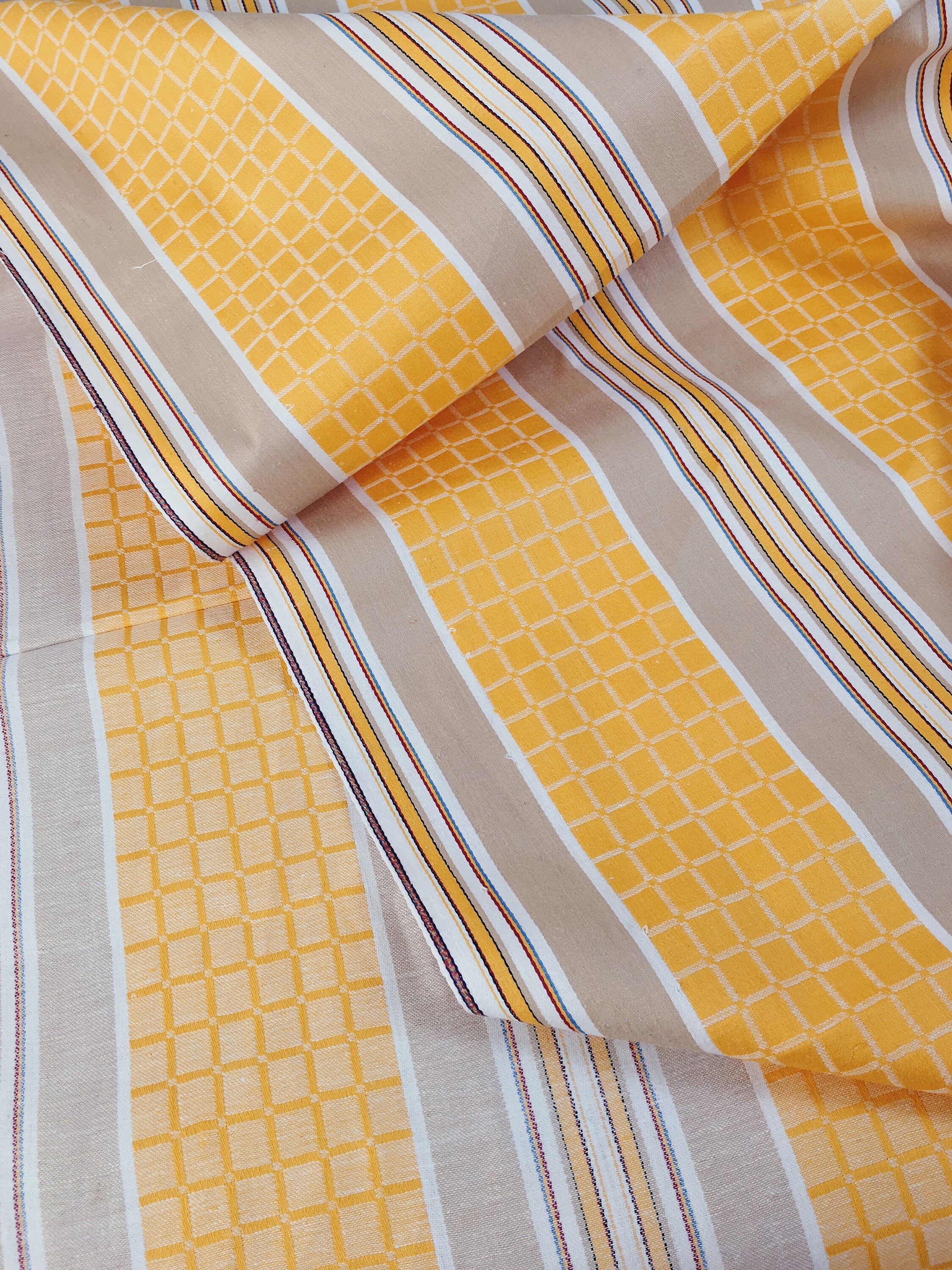 Per Yard - Antique European Ticking Fabric Dijon Yellow Stripes UNUSED ...