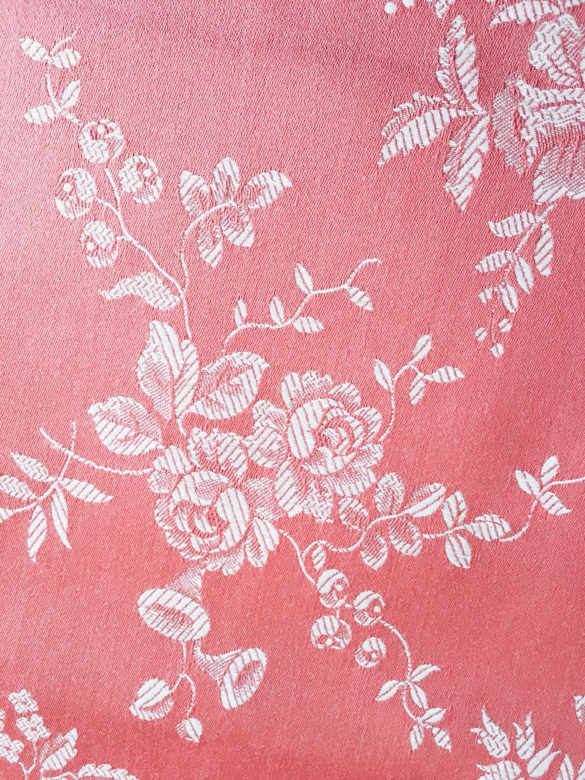 Pink Vintage Fabric Floral Ticking C1950 Vintage Fabric - Etsy