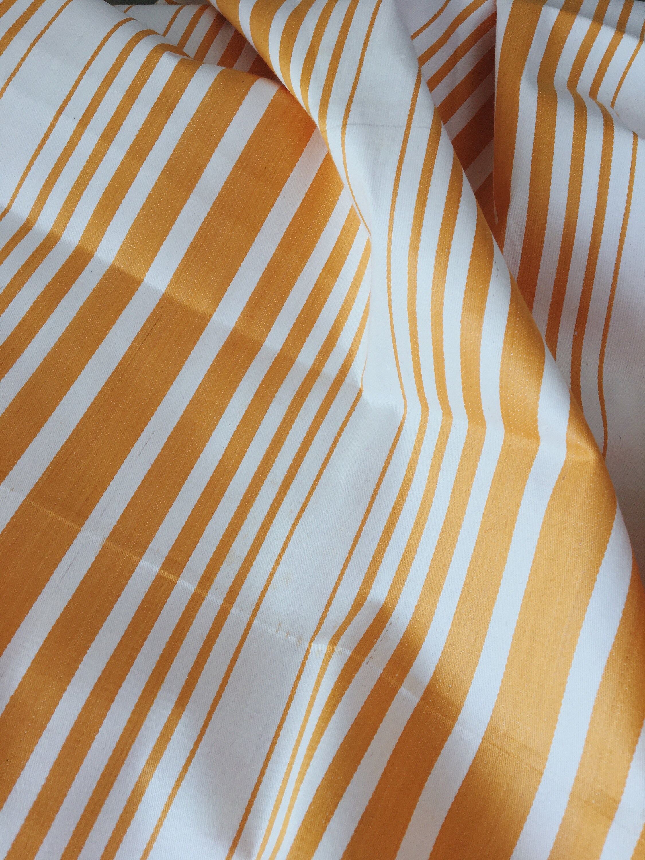 WAITLIST - Antique Yellow Ticking Fabric Stripes Mid 1900s Cotton ...