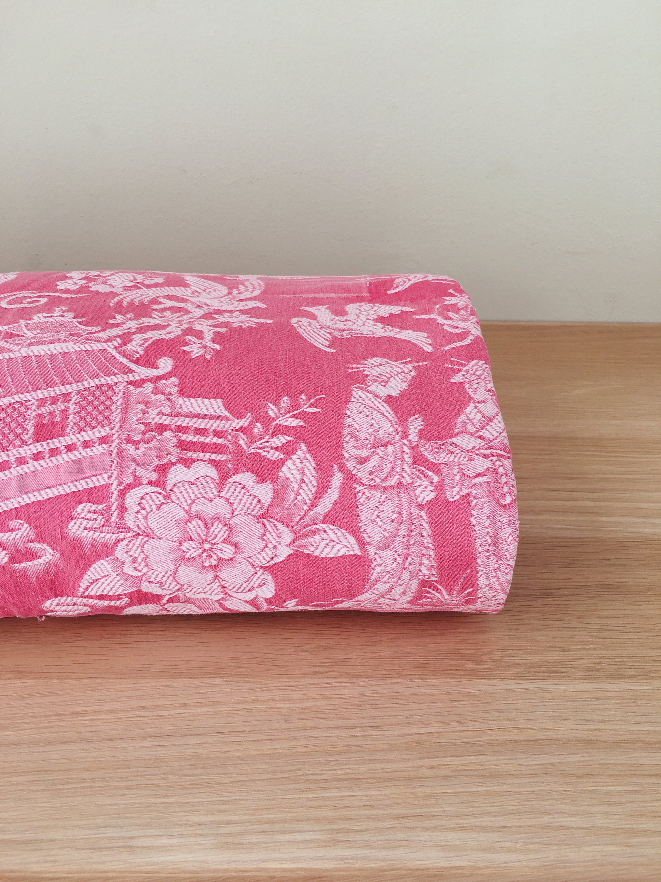 WAITLIST - RARE 1930s Pink Chinoiserie Antique Ticking Fabric Soft ...