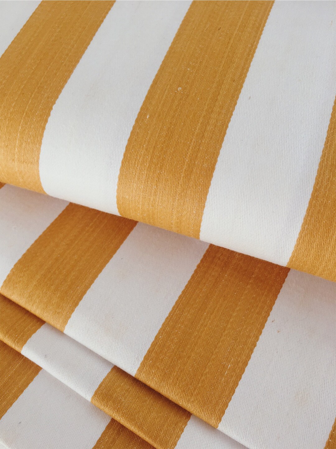 WAITLIST Mustard Yellow Stripes Antique Ticking Fabric Cotton SOFT ...