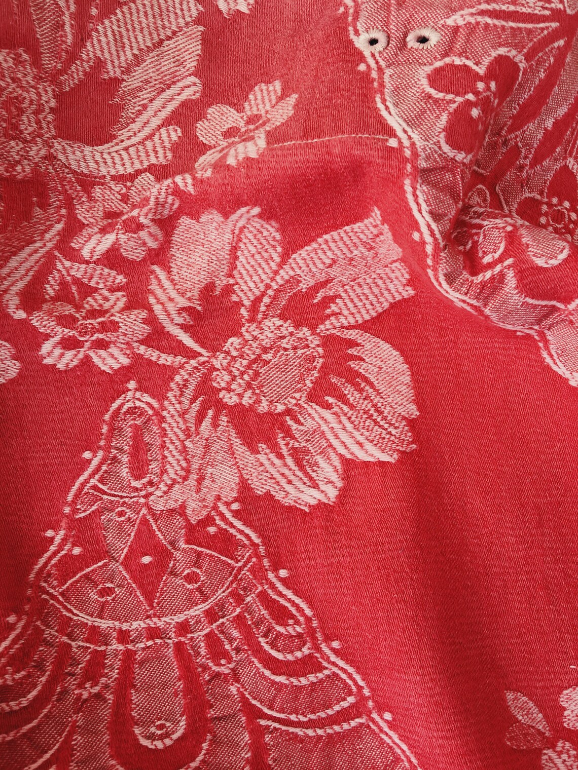 15"x45" CHARMING Antique Ticking Fabric Floral Soft Textured Cotton ...