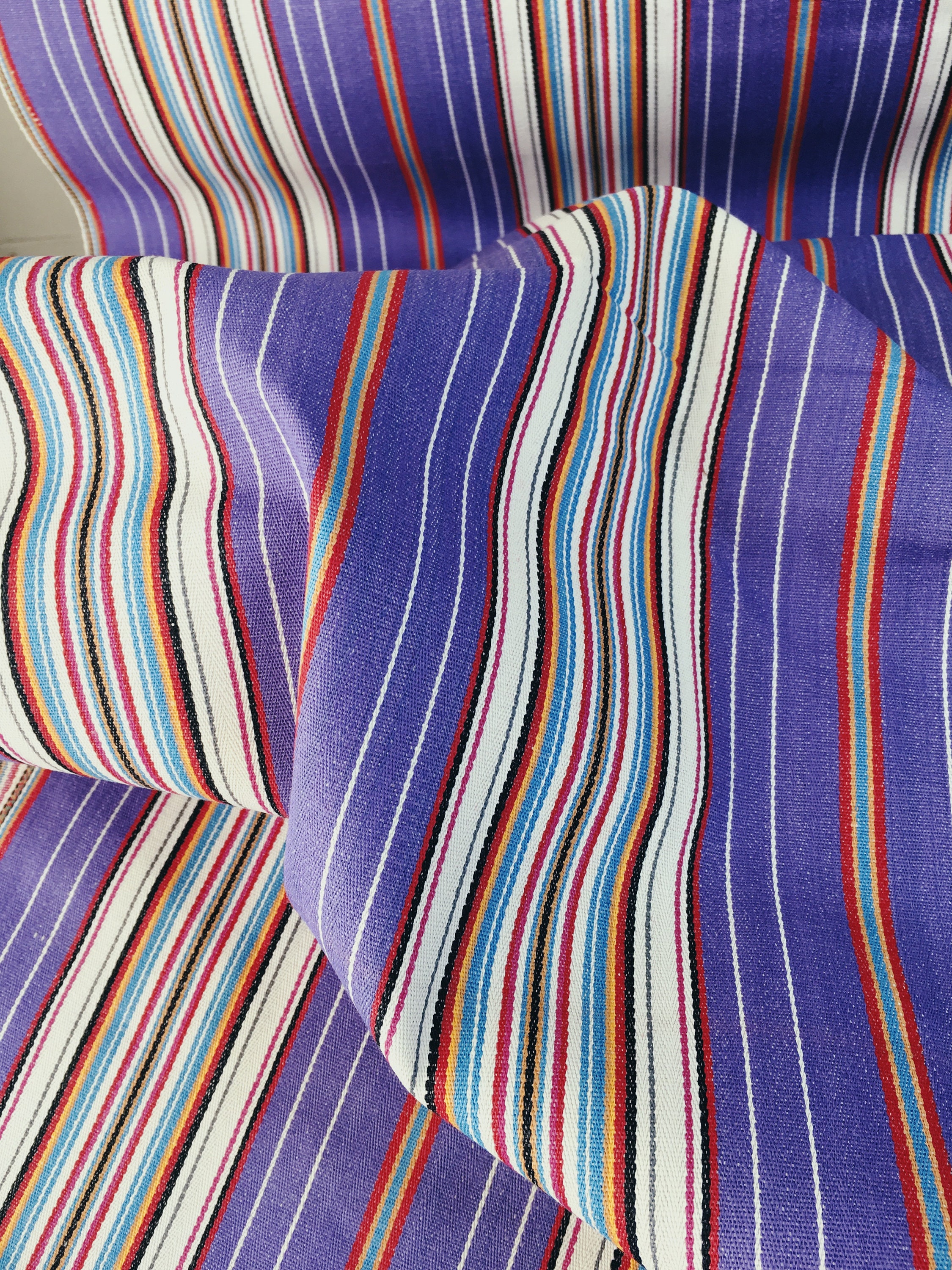 Per Yard - Antique European Ticking Fabric Genuine Color Lilac Stripes ...