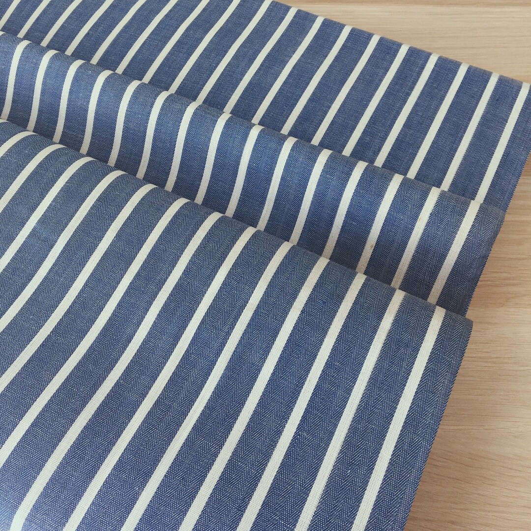 Per Yard FINE Light Blue Ticking Fabric Antique Cotton Interior Design ...