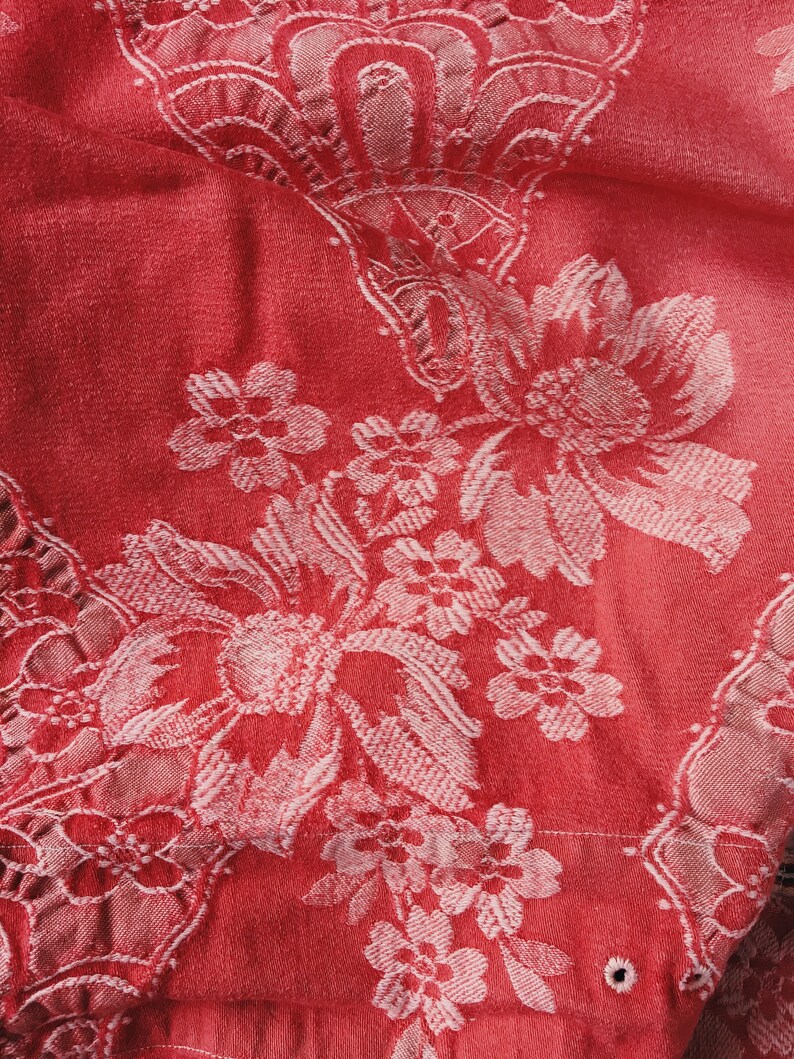 15"x45" CHARMING Antique Ticking Fabric Floral Soft Textured Cotton ...