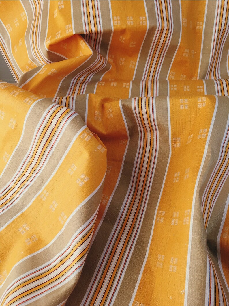 Choose! Antique Yellow Ticking Fabric Stripes Mid 1900s Cotton Yardage ...
