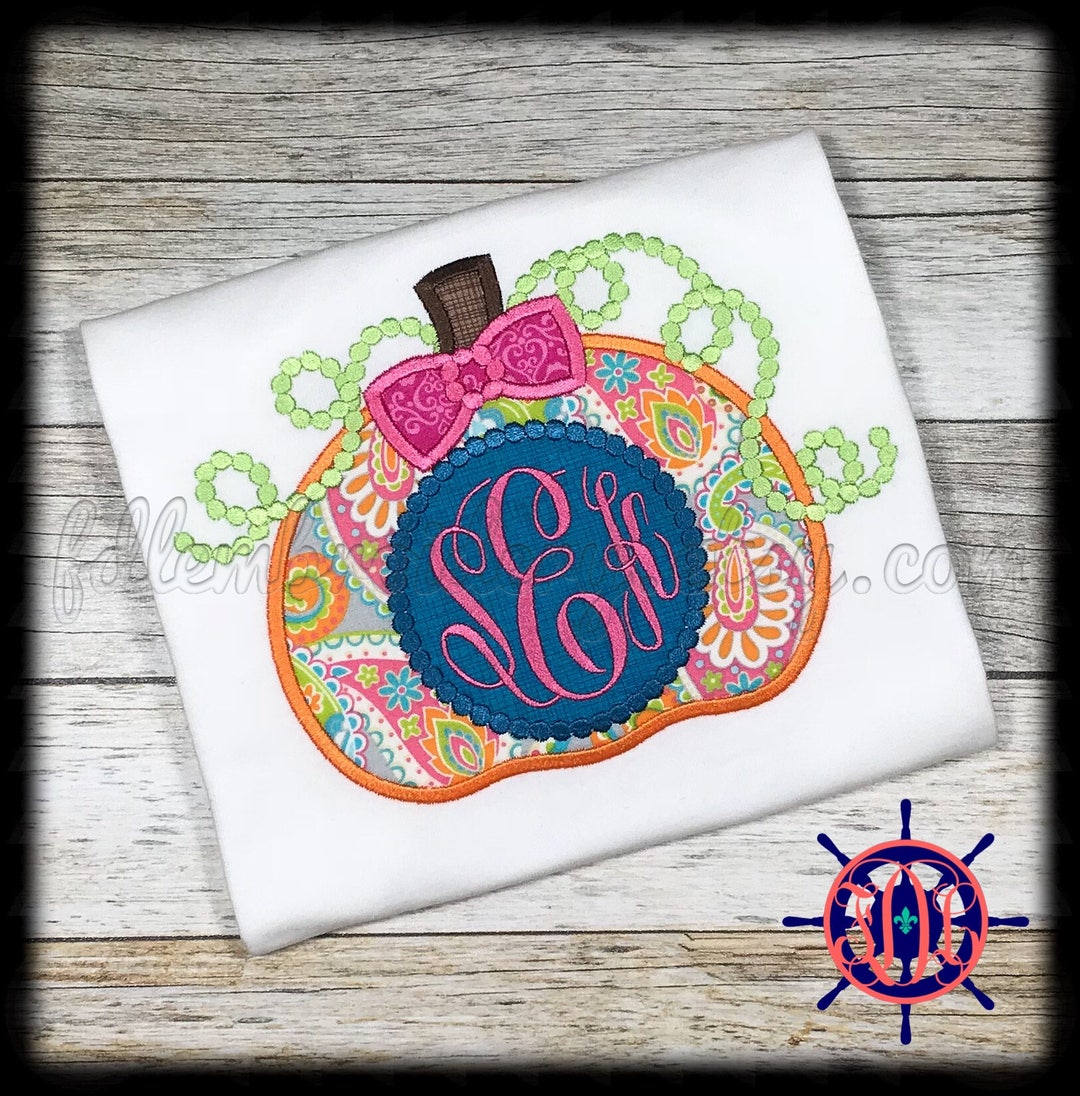 Pumpkin Monogram Applique Shirt, Fall Applique Shirt, Thanksgiving ...