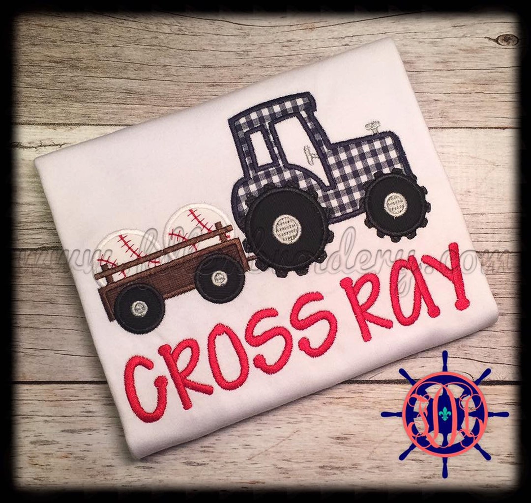 Boy's Tractor With Baseballs Baseball Tractor Applique - Etsy