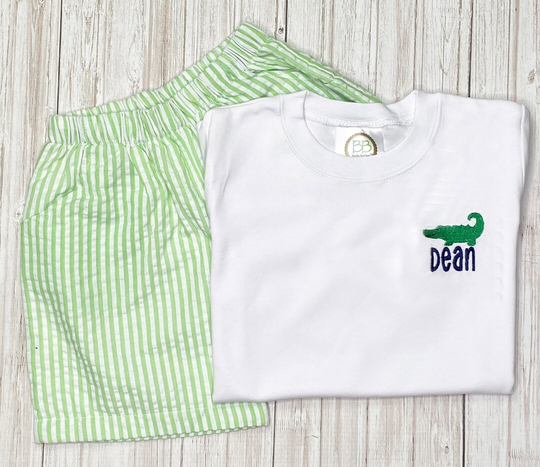 Boys Personalized Alligator Shirt and Shorts / Boy Summer Outfit ...
