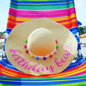 Personalized Floppy Beach Hat, Embroidered Sun Hat, Gift for Bride ...