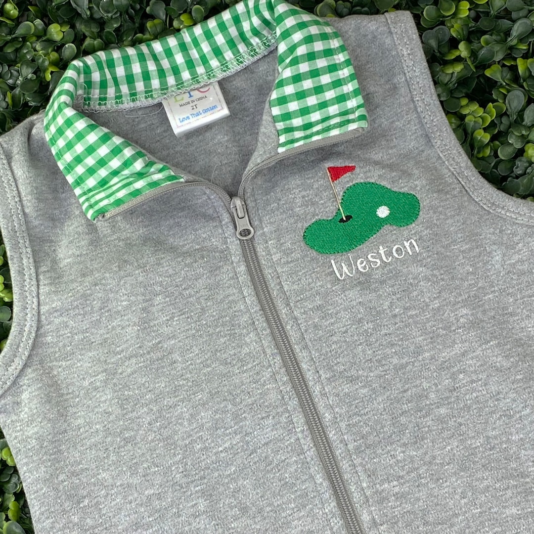 Personalized Boys Golf Vest: Gingham Collar, Toddler Jacket - Etsy