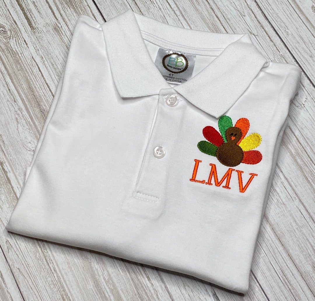 Boys Personalized Turkey Long Sleeved Polo Shirt, Long Sleeved ...