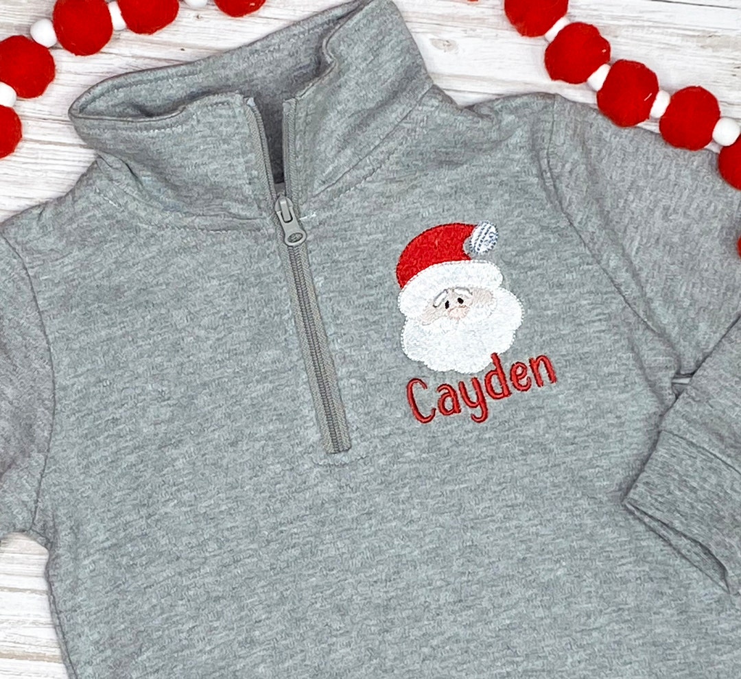 Childs Personalized Santa Pullover / Kids Unisex Christmas Quarter Zip ...
