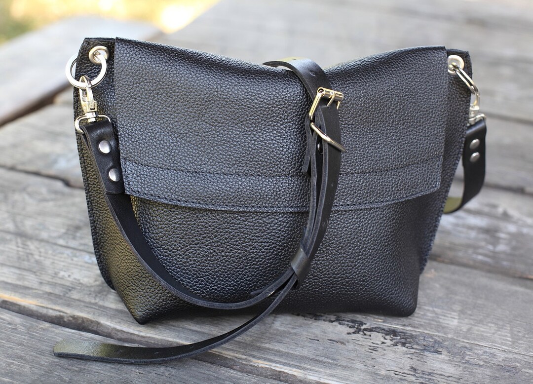 Shoulder Black Leather Purse, Small Crossbody Black Lether Bag - Etsy