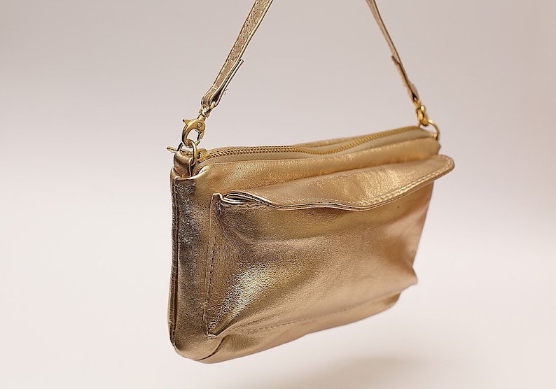 Small Gold Leather Bag Evening Gold bag Wedding Bag Small | Etsy
