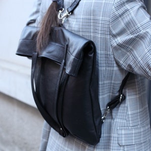 Tote Backpack Black Leather Bag, Versatility Bag - Etsy