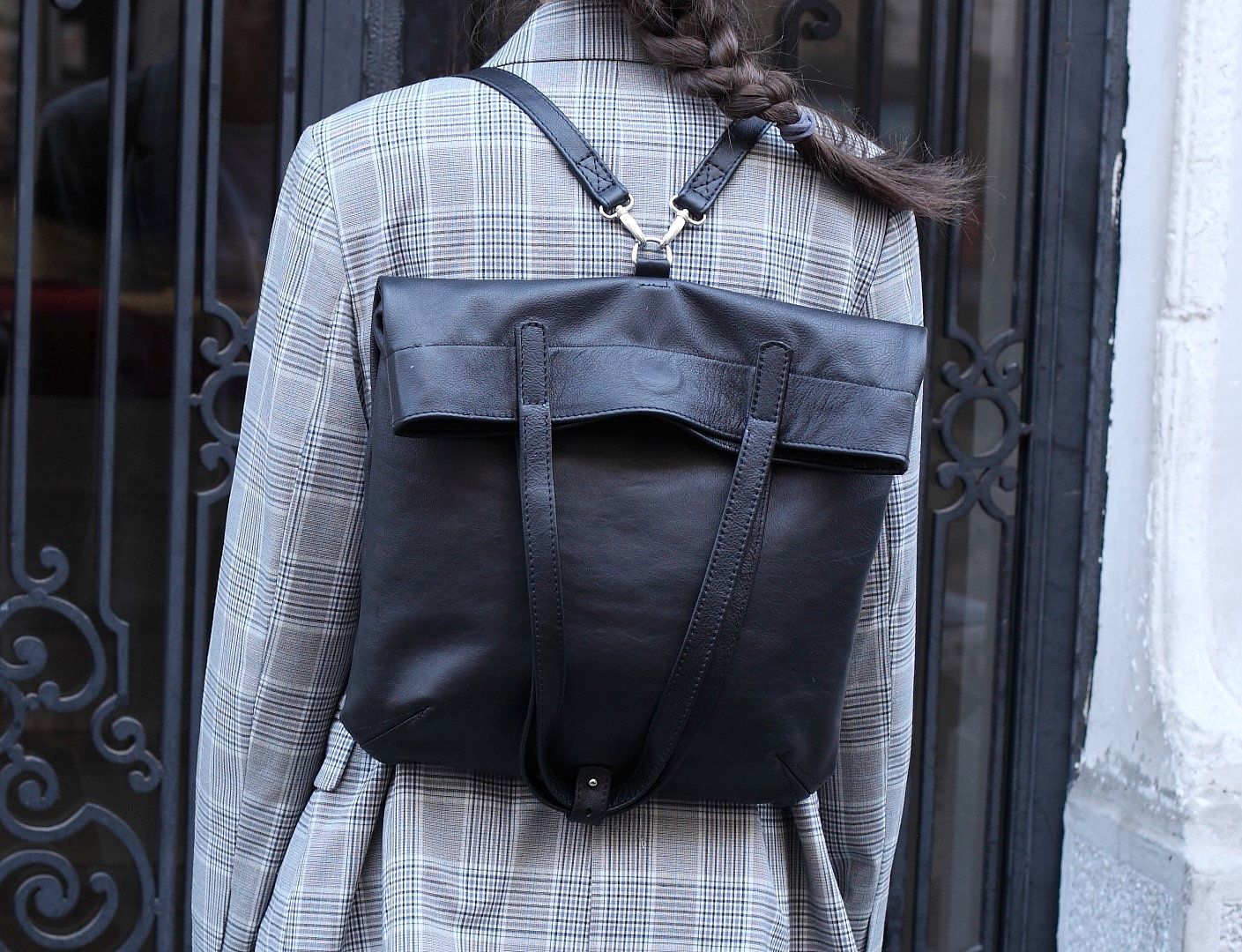 Tote Backpack Black Leather Bag, Versatility Bag - Etsy