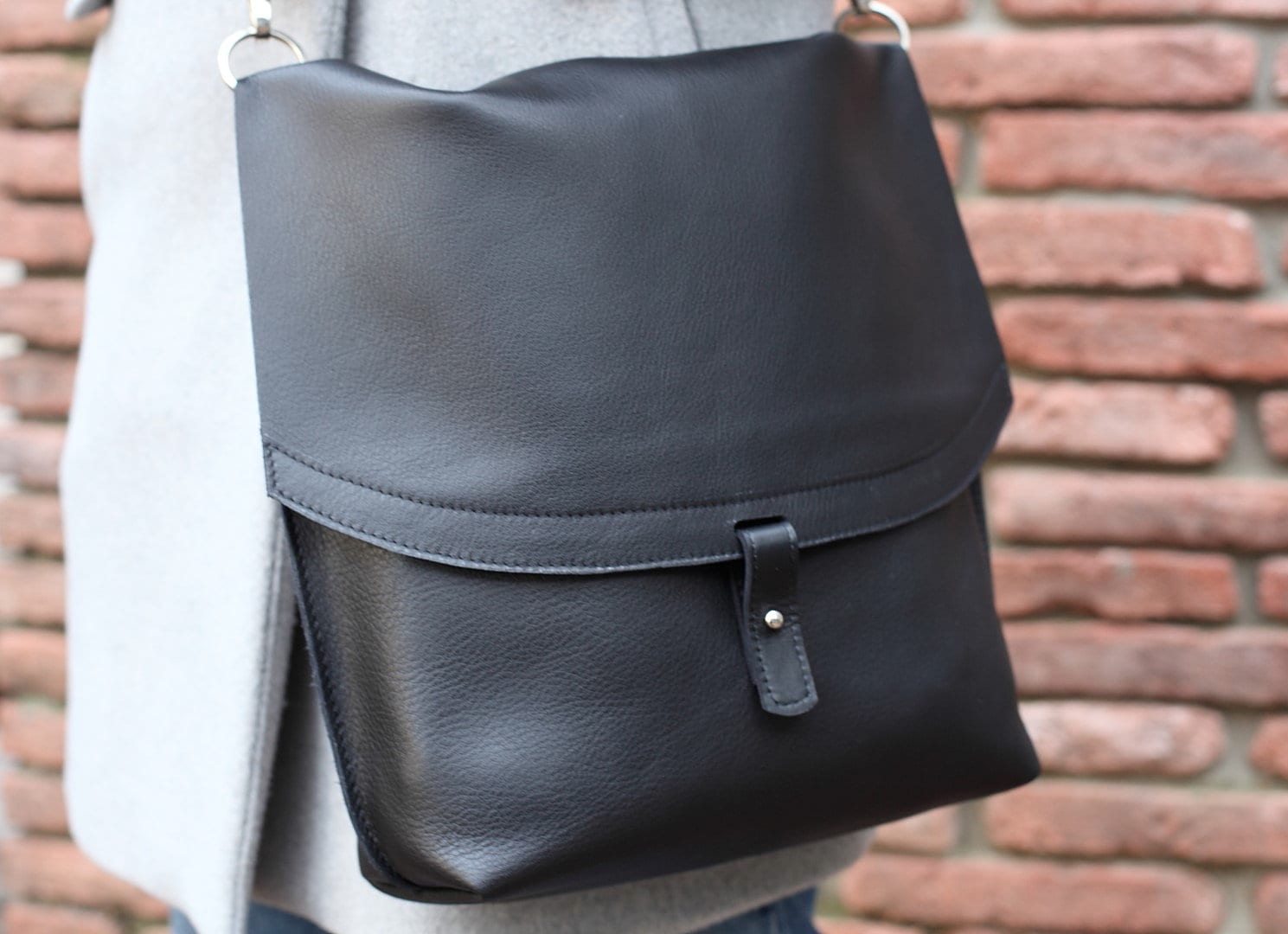 Black Leather Hobo Bag, Crossbody Black Leather Bag, Messenger Bag - Etsy