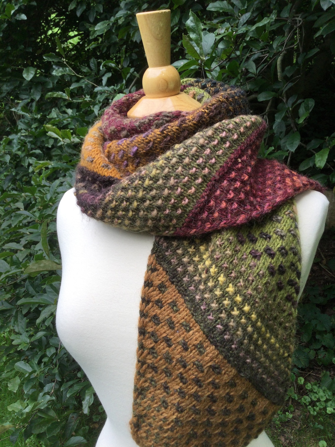 Crazy Quilt Scarf: PDF Knitting Pattern - Stash Buster - Color Work ...
