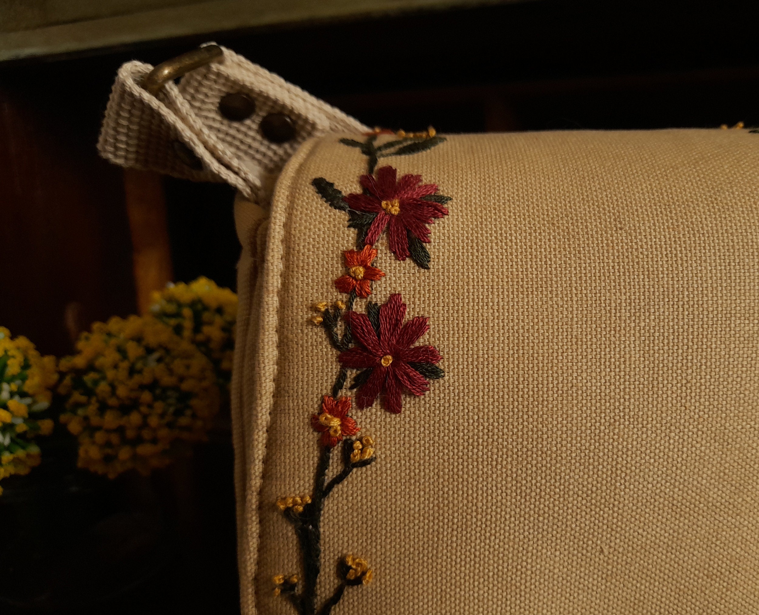 Hand Embroidered Mushroom Floral Cottage Core Style Satchel - Etsy