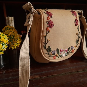 Hand Embroidered Mushroom Floral Cottage Core Style Satchel. - Etsy