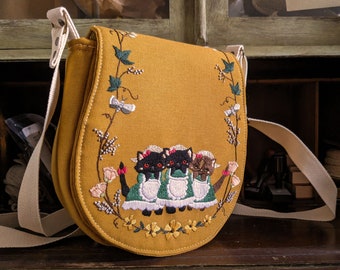 Hand Embroidered Mushroom Floral Cottage Core Style Satchel. - Etsy