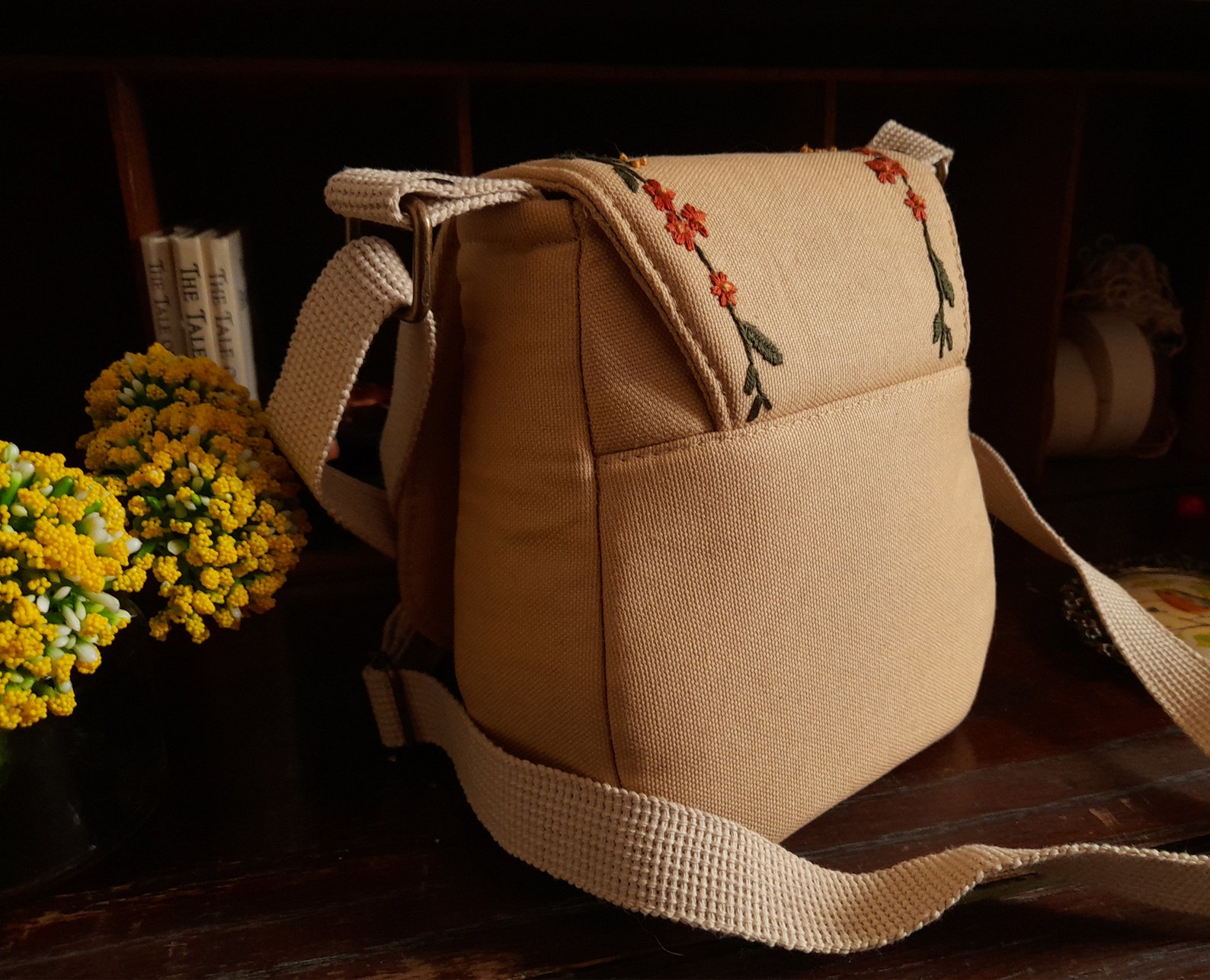 Hand Embroidered Mushroom Floral Cottage Core Style Satchel - Etsy