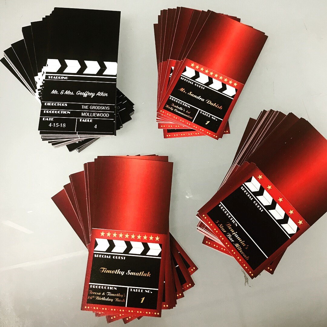 Hollywood Theme Clapboard Place Cards Printed With Guest Name | Etsy
