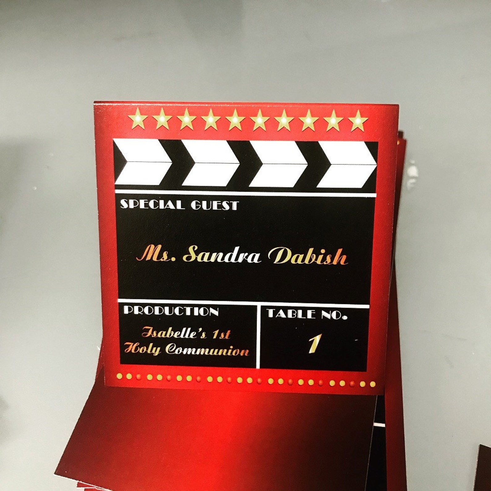 Hollywood theme place cards printed with guest name and table | Etsy