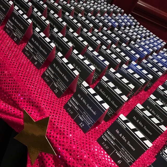 Hollywood Theme Clapboard Place Cards Printed With Guest Name | Etsy