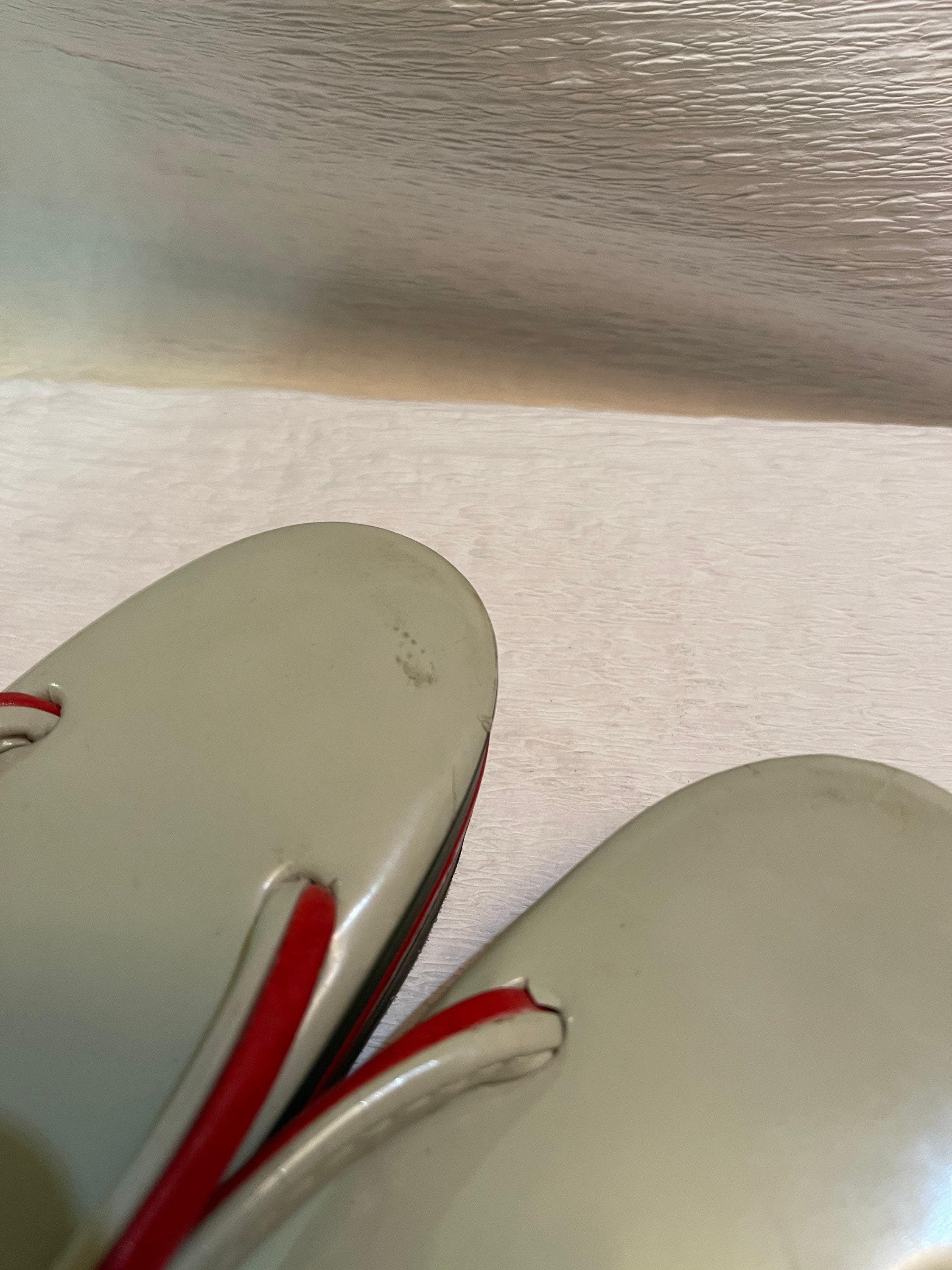 Vintage Japanese Grey Vinyl Zori With Red and Grey Hanao Straps Kimono ...