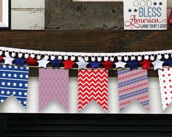 INSTANT DOWNLOAD 4th of July Pennant Flag Banner Vintage | Etsy
