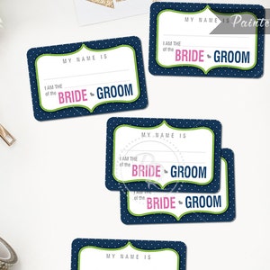 Name Tags Green and Navy Pin Dot Printable Event Wedding Engagement ...