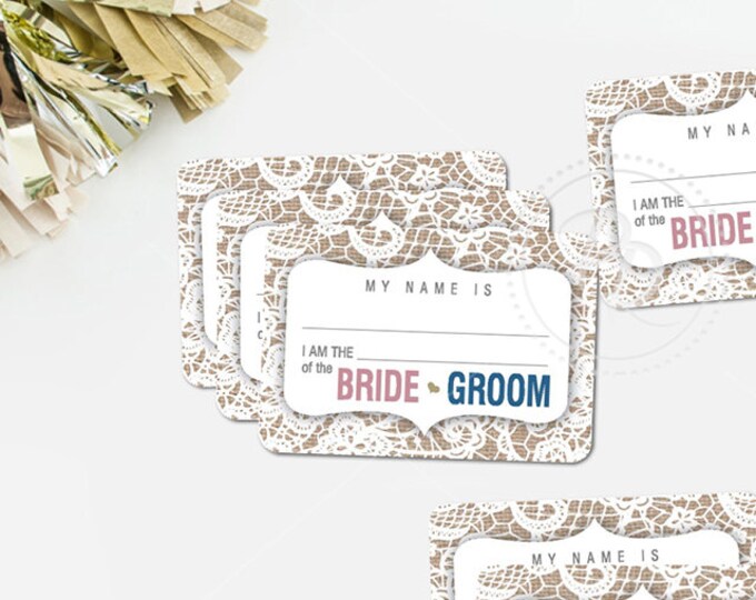 Name Tags Shabby Chic Burlap Lace Printable Event Wedding - Etsy