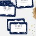 Name Tags Navy Blue Silver Stripe Printable Party Business Event ...